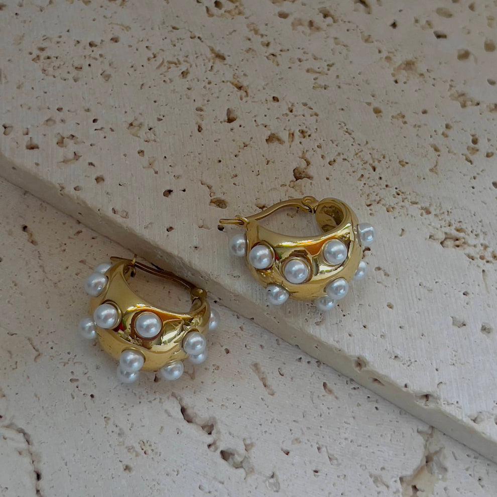 Pearl bold hoops – Ambica India